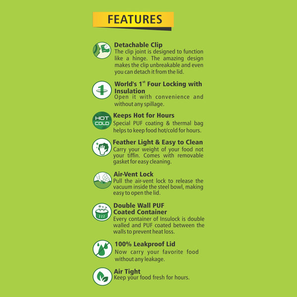 NanoNine Insulock 450ml Green Double Wall Insulated Stainless Steel Lu